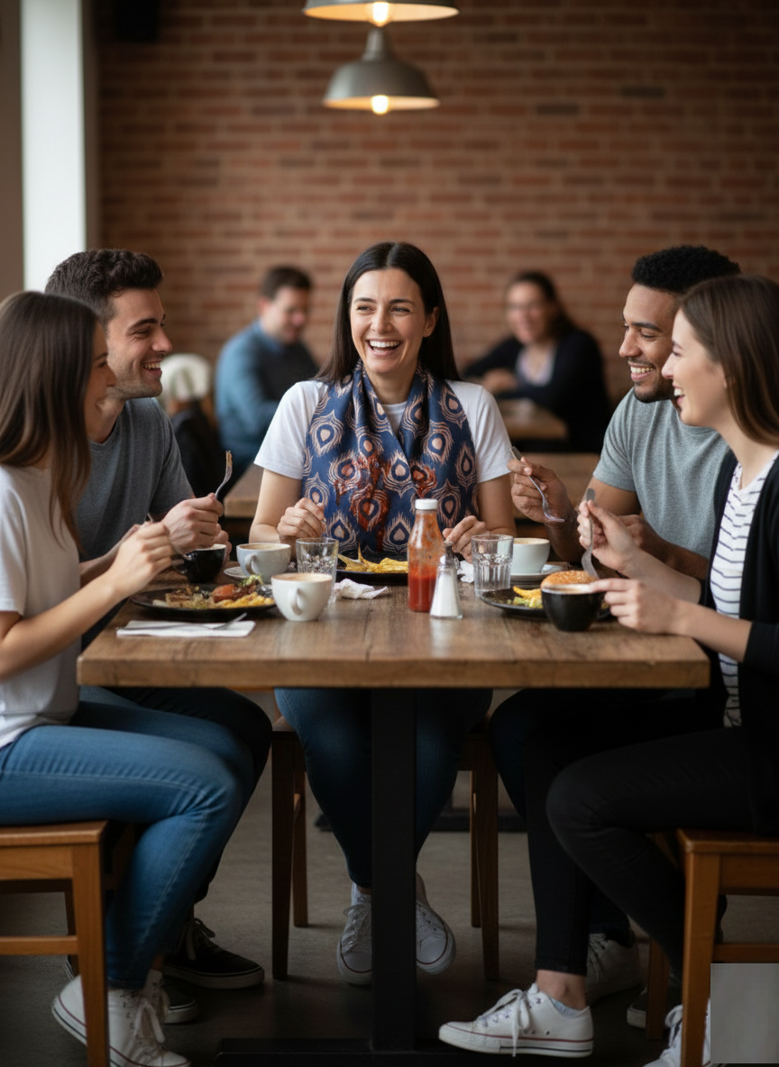Feather-Patterned Waterproof Dining Scarf – Splash Away