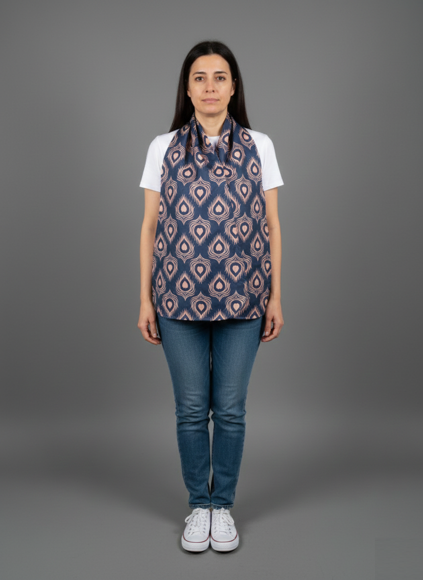 Feather-Patterned Waterproof Dining Scarf – Splash Away